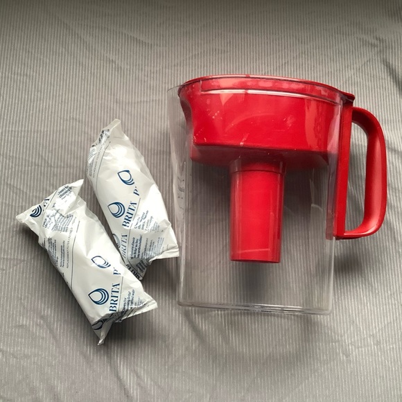 Brita | Kitchen | Brita Water Filter Pitcher With 2 New Filters Red Lid ...